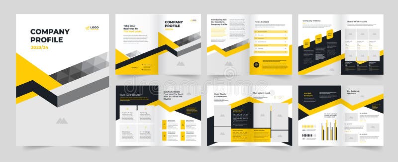 Company Profile, Company Profile Yellow Color Shape Template Design ...