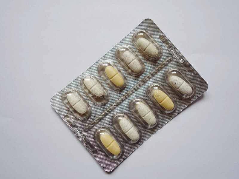Layout of Tablets in Plastic Packaging on a Light Background Stock ...