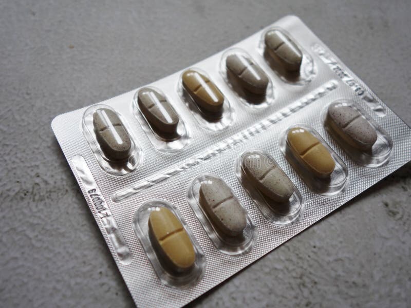 Layout of Tablets in Plastic Packaging on a Light Background Stock ...