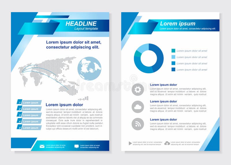 Layout Template Size A4 Front Page and Back Page Blue Wave Vector ...