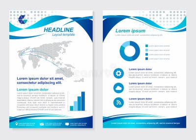 Layout Template Size A4 Front Page and Back Page Blue Wave Vector ...