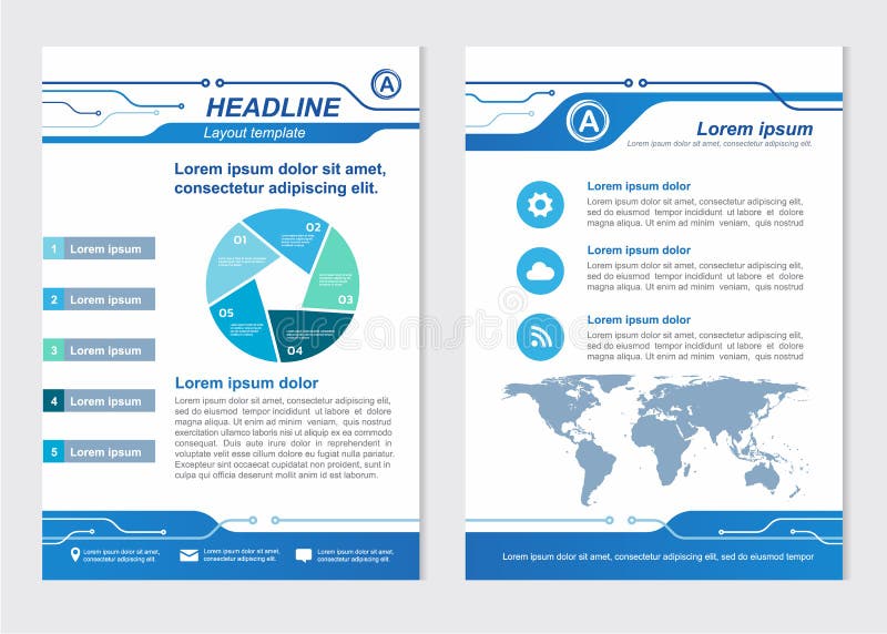 Layout Template Size A4 Front Page and Back Page Blue Wave Vector ...