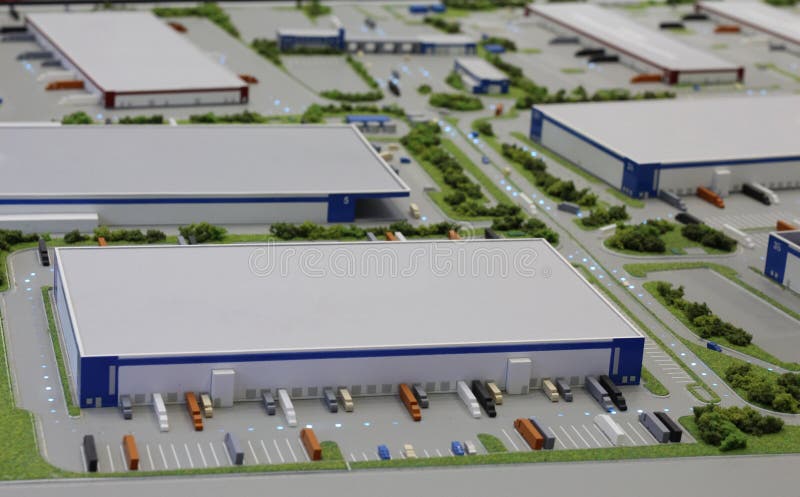 Layout of the Territory of Warehouses. Model in Mini Format Stock Image ...