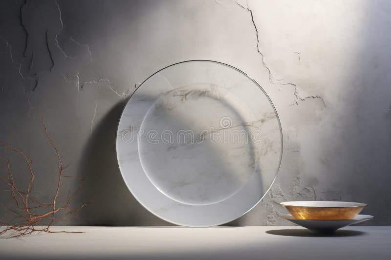 Layout of a Transparent Plate on a Concrete Wall Stock Illustration ...
