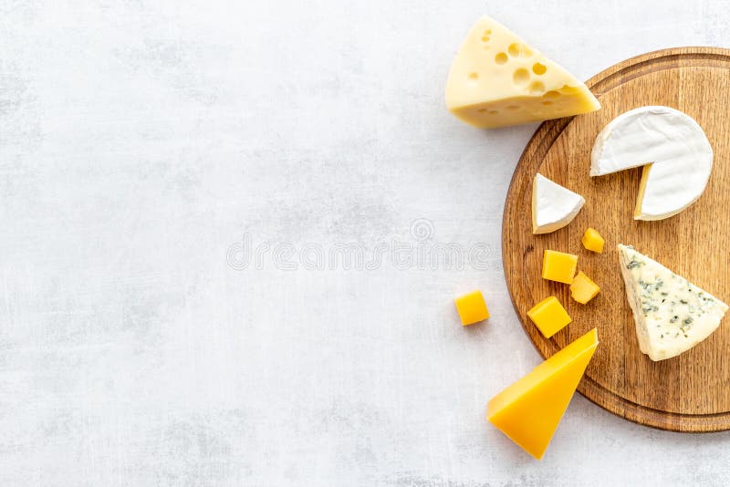 Layout of Various Types of Cheese. Dairy Products Flat Lay Stock Photo ...