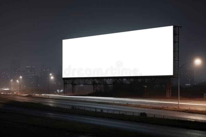 Layout of a White Banner in the Night City Stock Image - Image of media ...