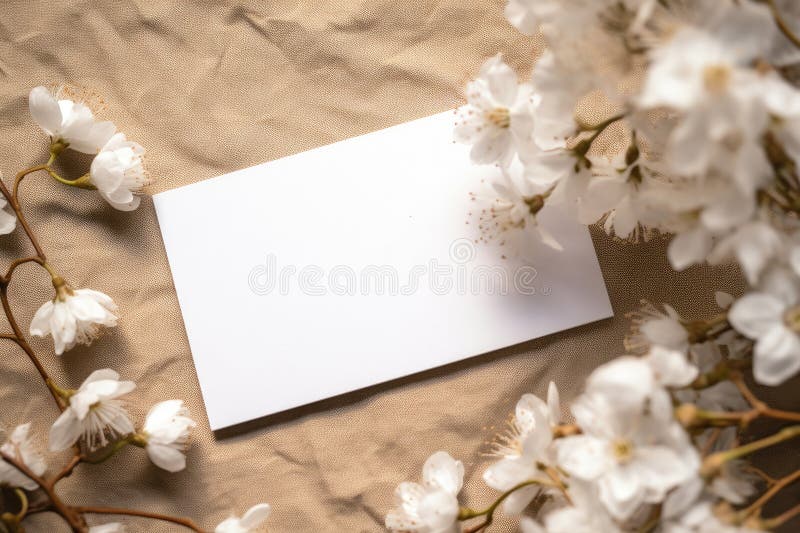 Layout of a White Card with Spring Flowers Stock Illustration ...