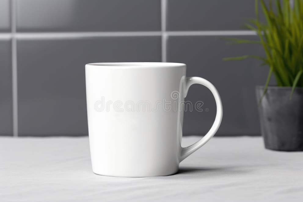 The Layout of the White Mug is on the Table Stock Illustration ...