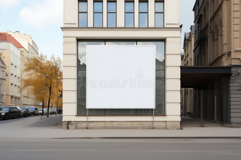 Layout of a White Outdoor Advertising Poster on a Building Stock ...