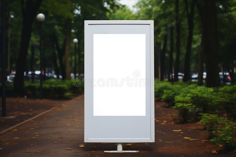 Layout of a White Outdoor Advertising Poster in the Park Stock ...