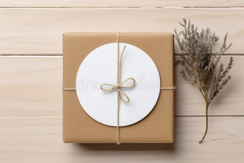 Layout White Round Sticker on the Package Stock Photo - Image of beige ...