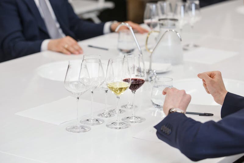 Layout of Wine Glasses on the Table, Preparing for the Tasting of ...