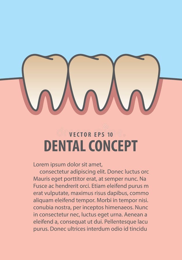Layout Yellow Teeth Illustration Vector on Blue Background. Den Stock ...