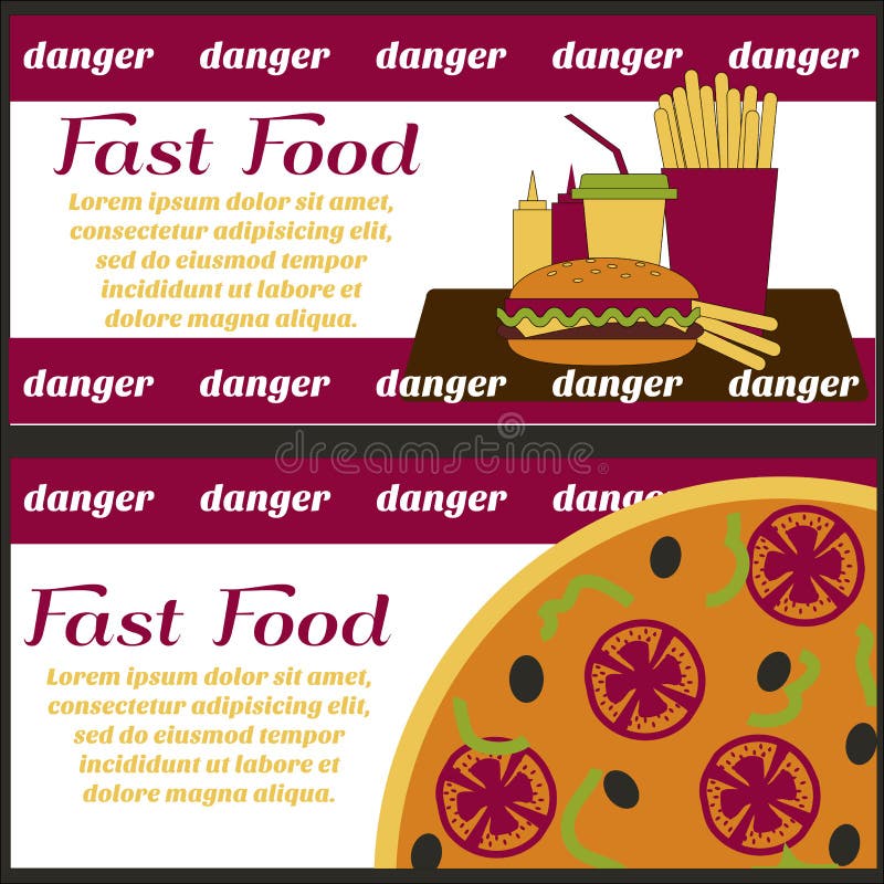 Layouts Leaflets about Poor Diet. Fast Food Stock Illustration ...