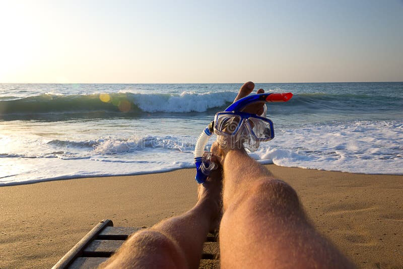 Lazy beach diver stock image. Image of caucasian, wave - 29356091