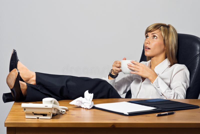 Lazy Beautiful Business Lady Stock Image - Image of chair, cute: 7956367