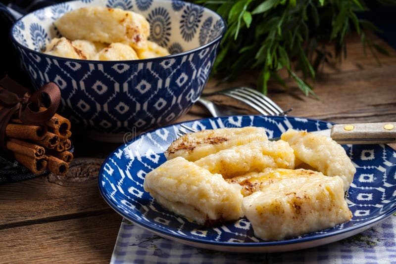 Lazy Dumplings with Cinnamon and Sugar. Stock Image - Image of ...