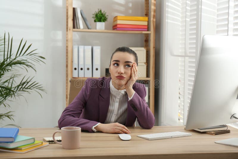 Lazy Employee Wasting Time at Table Stock Image - Image of office ...