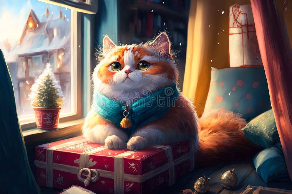 Lazy Ginger Cat Sleeping on a Window in a Christmas Flat with Her Face ...