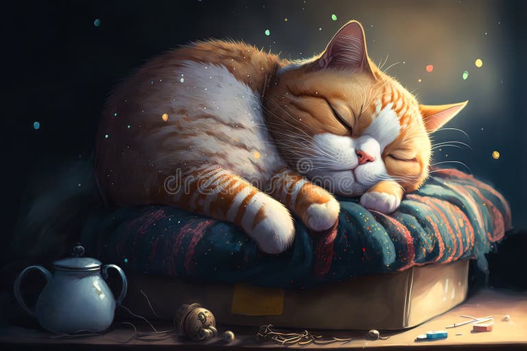 Lazy Ginger Cat Sleeping on a Window in a Christmas Flat with Her Face ...