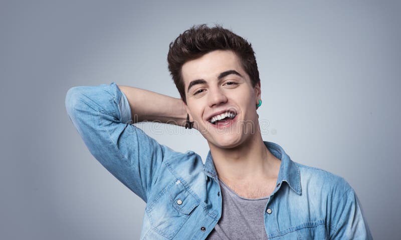 Lazy guy laughing stock photo. Image of positivity, cheerful - 53152668