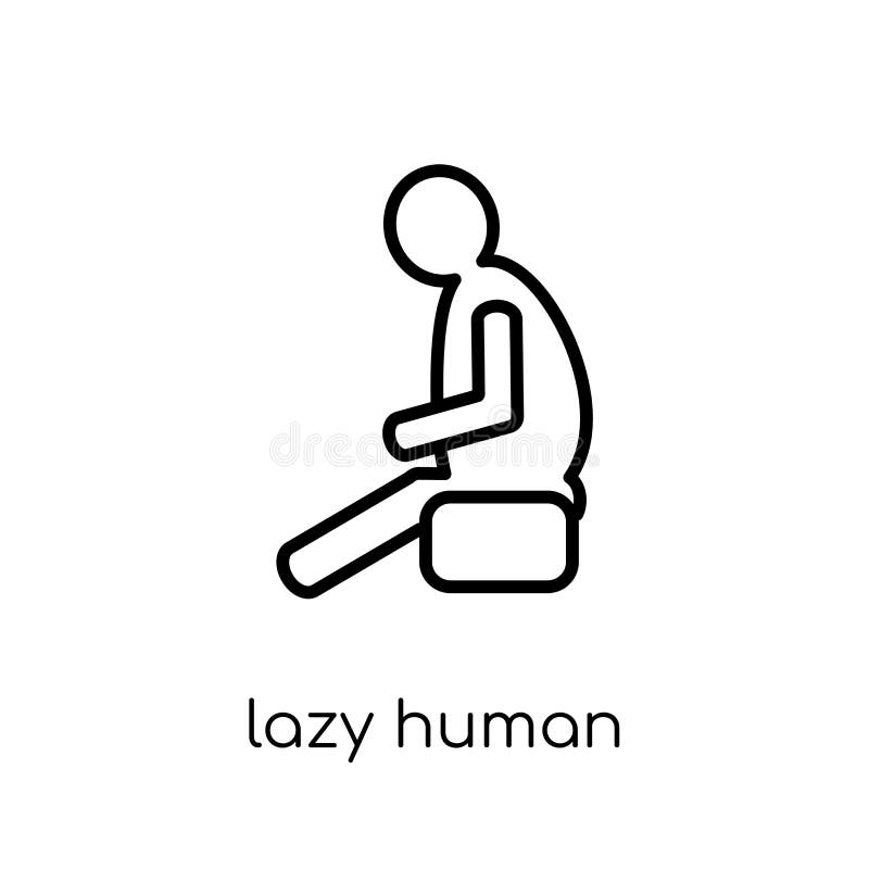 Lazy Human Outline Vector Icon. Thin Line Black Lazy Human Icon, Flat ...