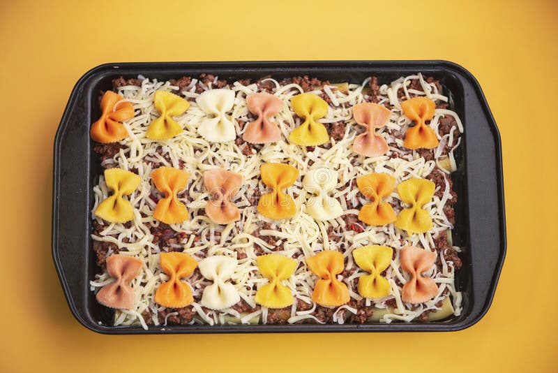 Lazy Lasagna with Colored Pasta Stock Image - Image of meat, lasagna ...