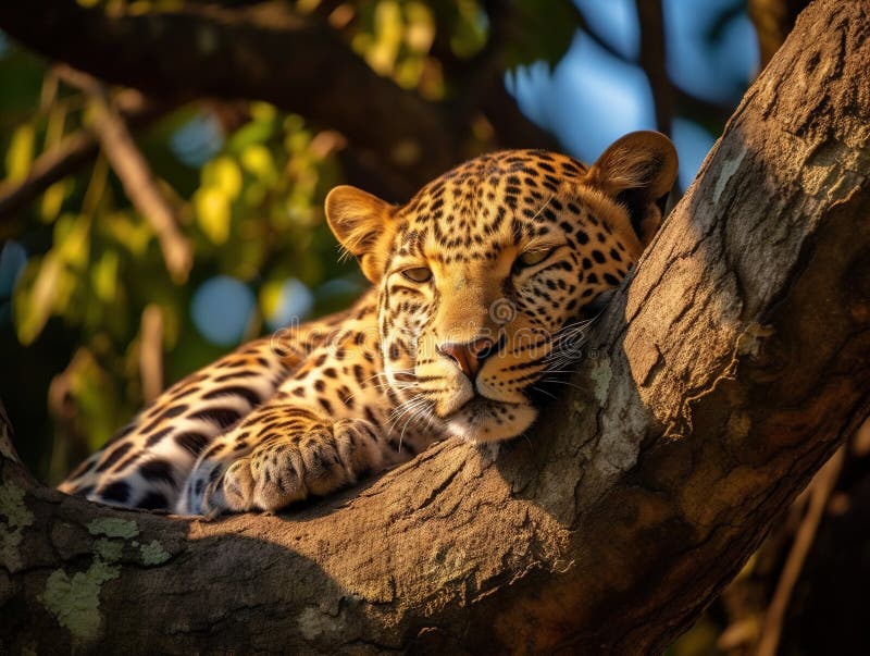 Lazy leopard stock illustration. Illustration of generative - 293695254