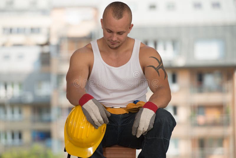 Lazy Man on Construction stock photo. Image of repair - 43985620