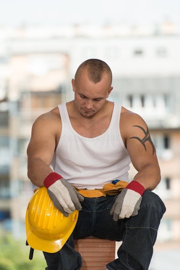 Lazy Man on Construction stock image. Image of resting - 43985489