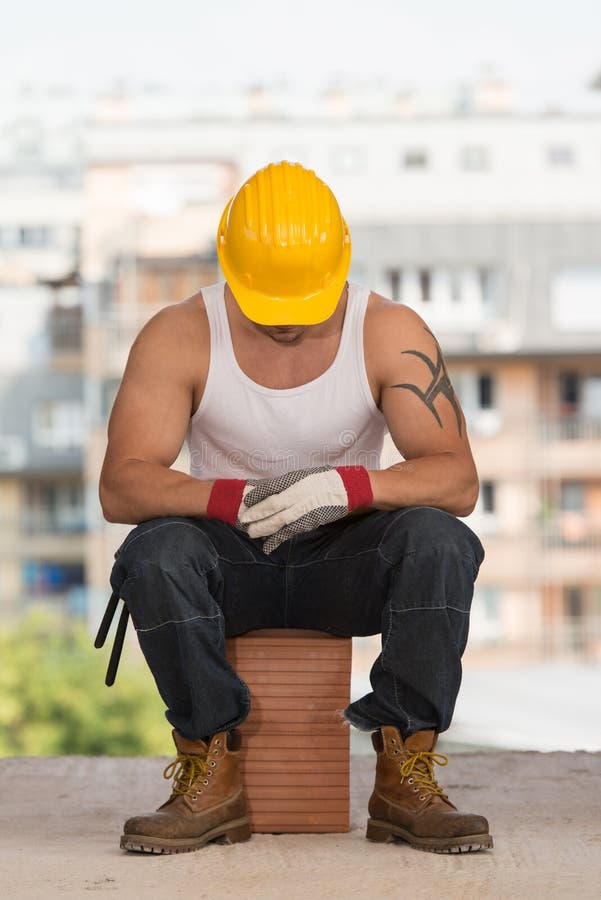 Lazy Man on Construction stock photo. Image of repair - 43985620