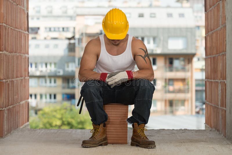 Lazy Man on Construction stock photo. Image of repair - 43985620