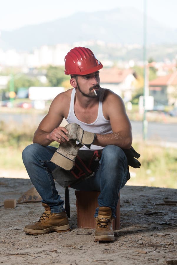 Lazy Man on Construction stock photo. Image of repair - 43985620