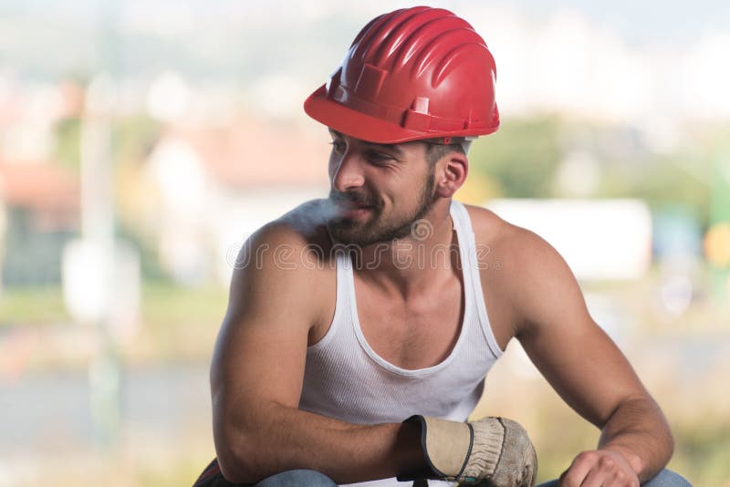 Lazy Man on Construction stock photo. Image of repair - 43985620