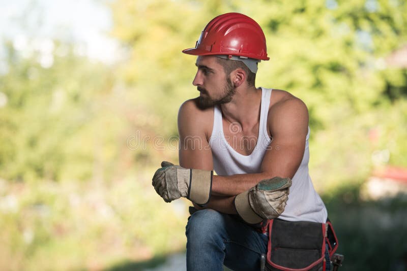 Lazy Man on Construction stock photo. Image of repair - 43985620