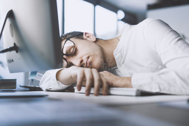 Lazy Office Worker Sleeping at His Desk Stock Photo - Image of careless ...