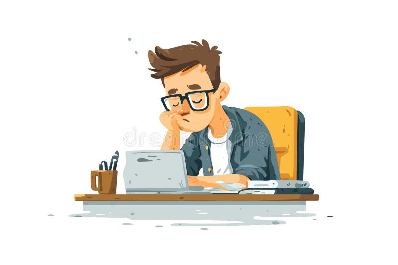 Lazy Office Worker Sleeping at His Desk People Isolated Stock Vector ...