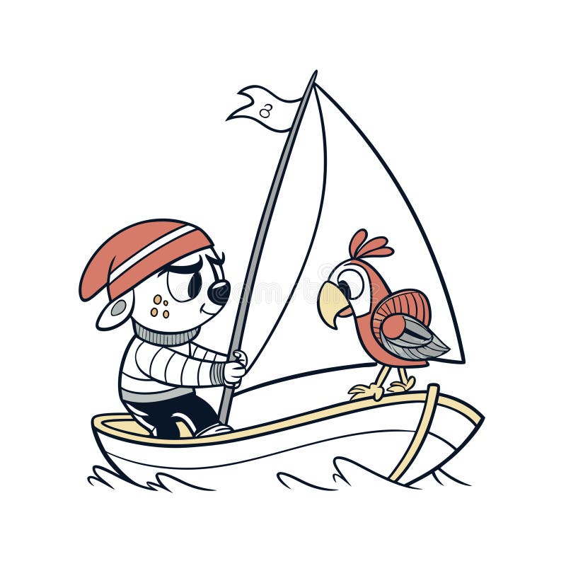 Lazy Parrot Sailing Illustration Stock Illustration - Illustration of ...