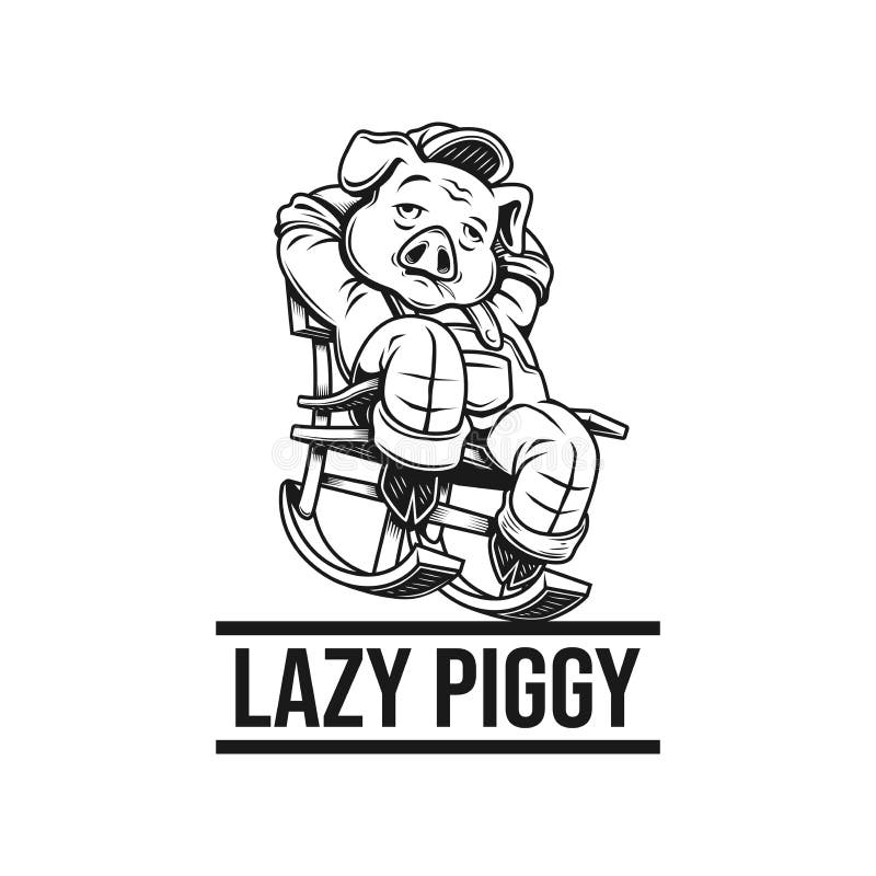 Lazy Pig Sitting in the Rocking Chair Stock Vector - Illustration of ...