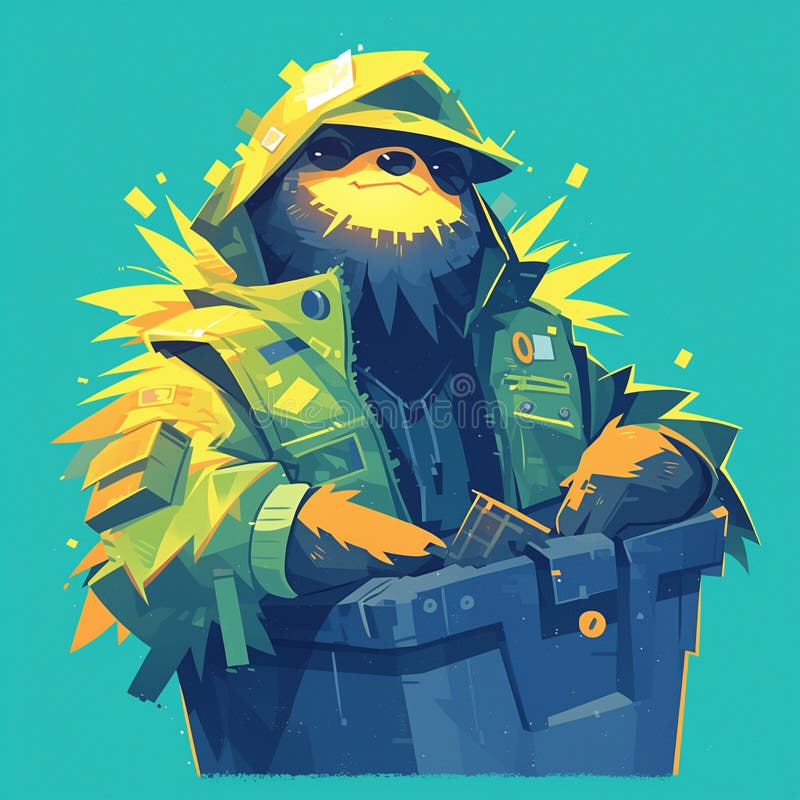 A Lazy Sloth Sanitation Worker Cartoon Style Stock Vector ...