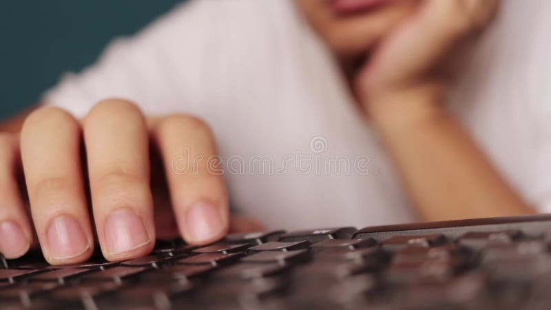 Lazy Tired Man Hands Typing on Keyboard, Browsing Internet on Pc ...