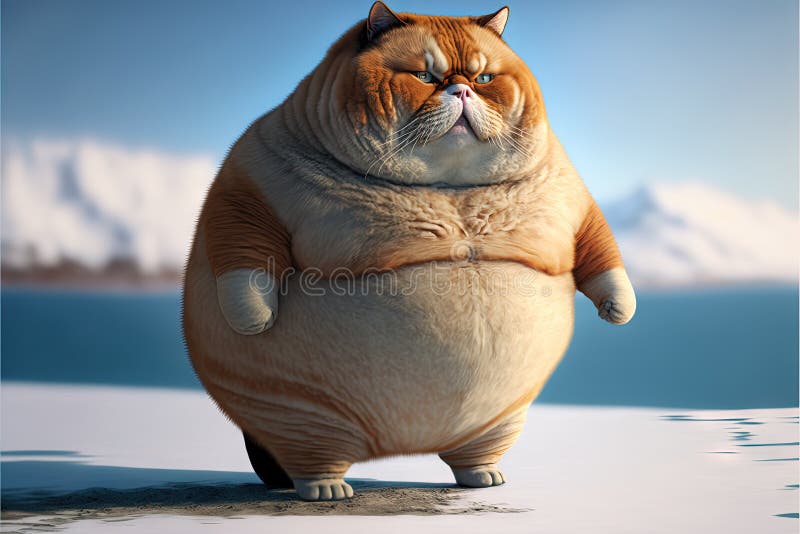 Lazy Ultra Fat Cat Illustration Generative Ai Stock Illustration ...