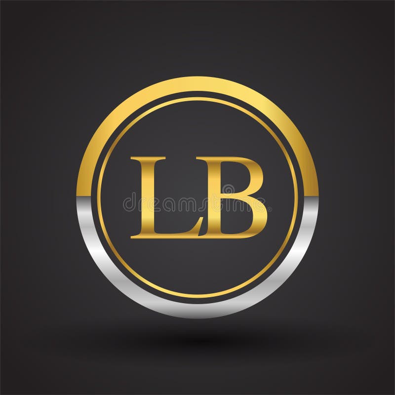 LB Letter Logo in a Circle, Gold and Silver Colored. Vector Design ...
