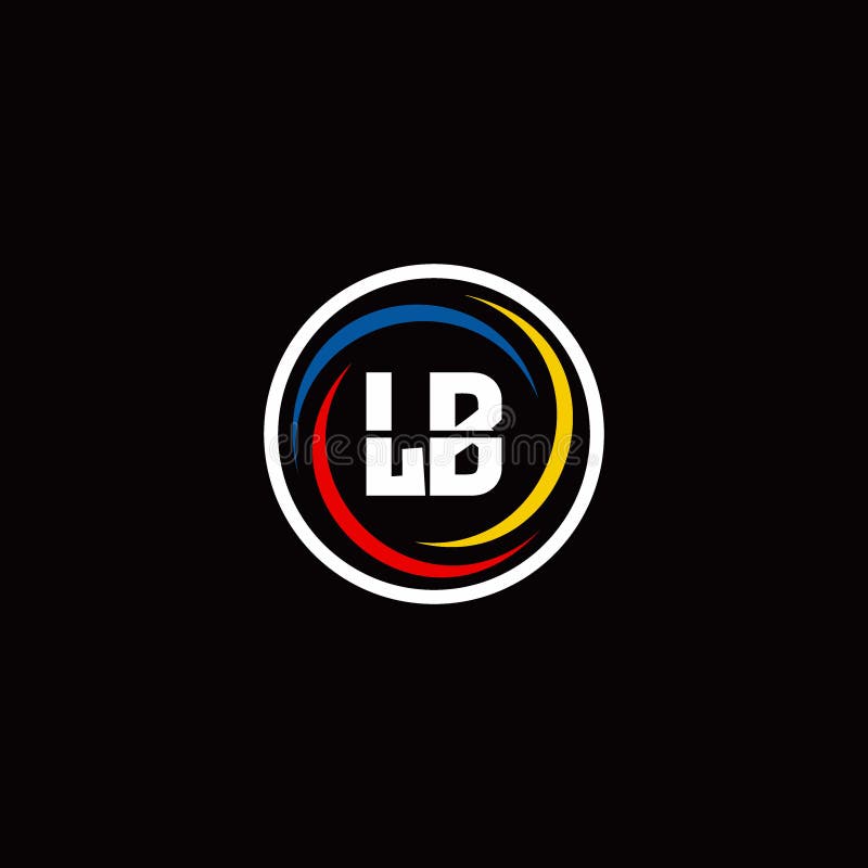 LB Monogram Logo Isolated on Circle Shape with 3 Slash Colors Rounded ...