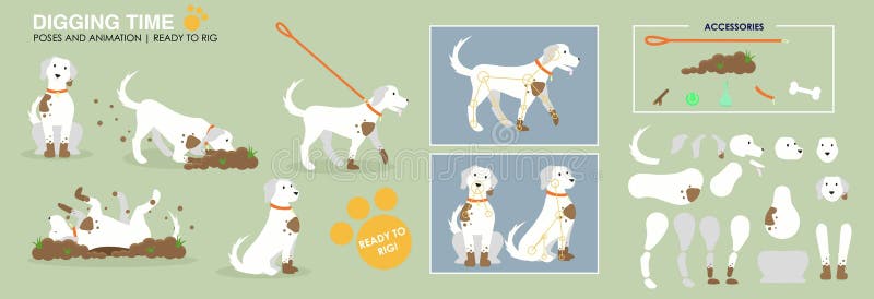 Dog Character Ready To Rig for Animation. Vector Assets Stock Vector ...