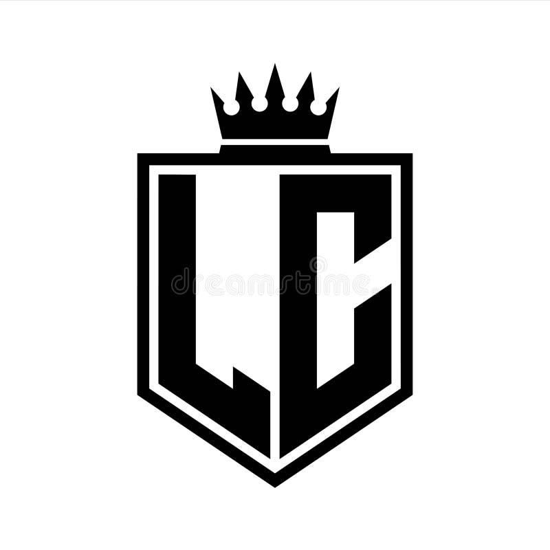 LC Logo Monogram Bold Shield Geometric Shape with Crown Outline Black ...