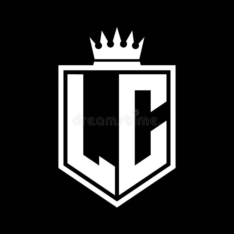 LC Logo Monogram Bold Shield Geometric Shape with Crown Outline Black ...