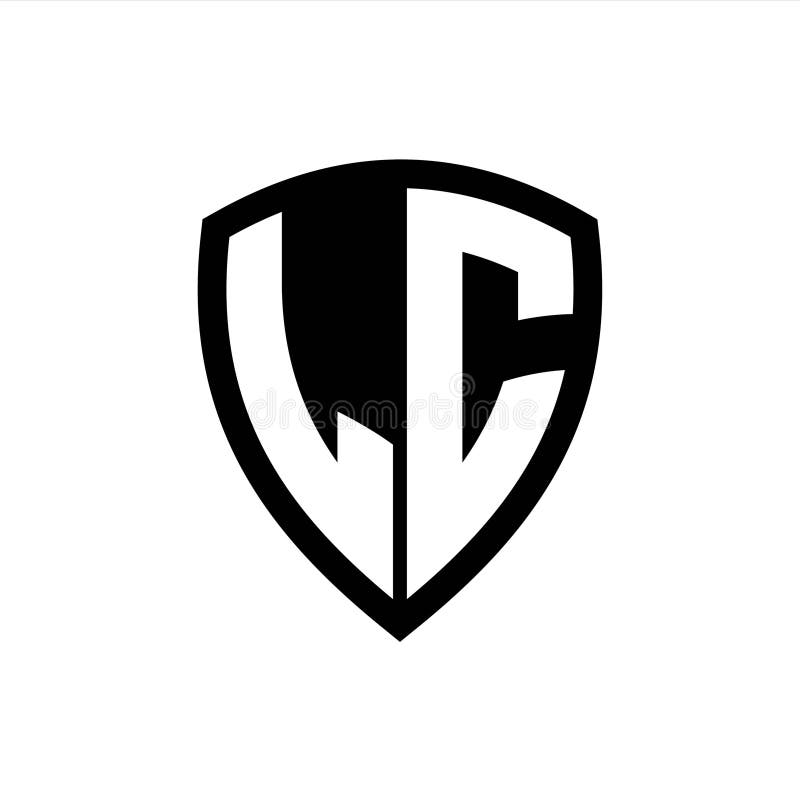 LC Monogram Logo with Bold Letters Shield Shape with Black and White ...