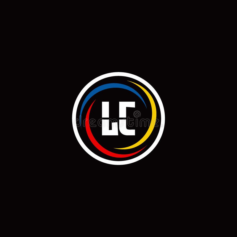 LC Monogram Logo Isolated on Circle Shape with 3 Slash Colors Rounded ...