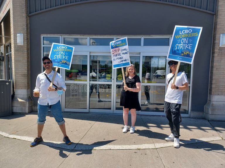 LCBO workers in strike editorial image. Image of board - 325355675